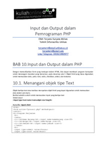 Pengenalan Variabel Dalam Php, Dan Penanganan Input Dan Output Dalam Php - Repository